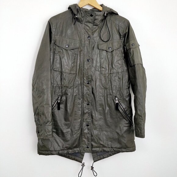SAM. | Jackets & Coats | Sam Olive Green Waxed Cotton Nylon Field Parka ...